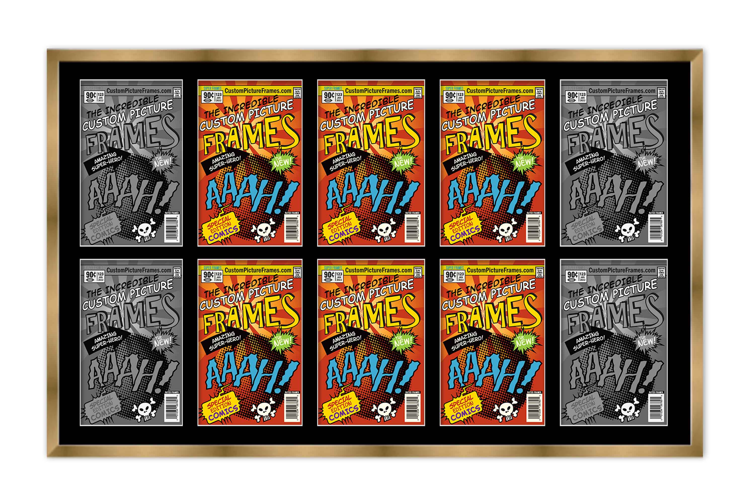 Gold Comic Book Frame for 10 Comic Books | Frames for Comic Books