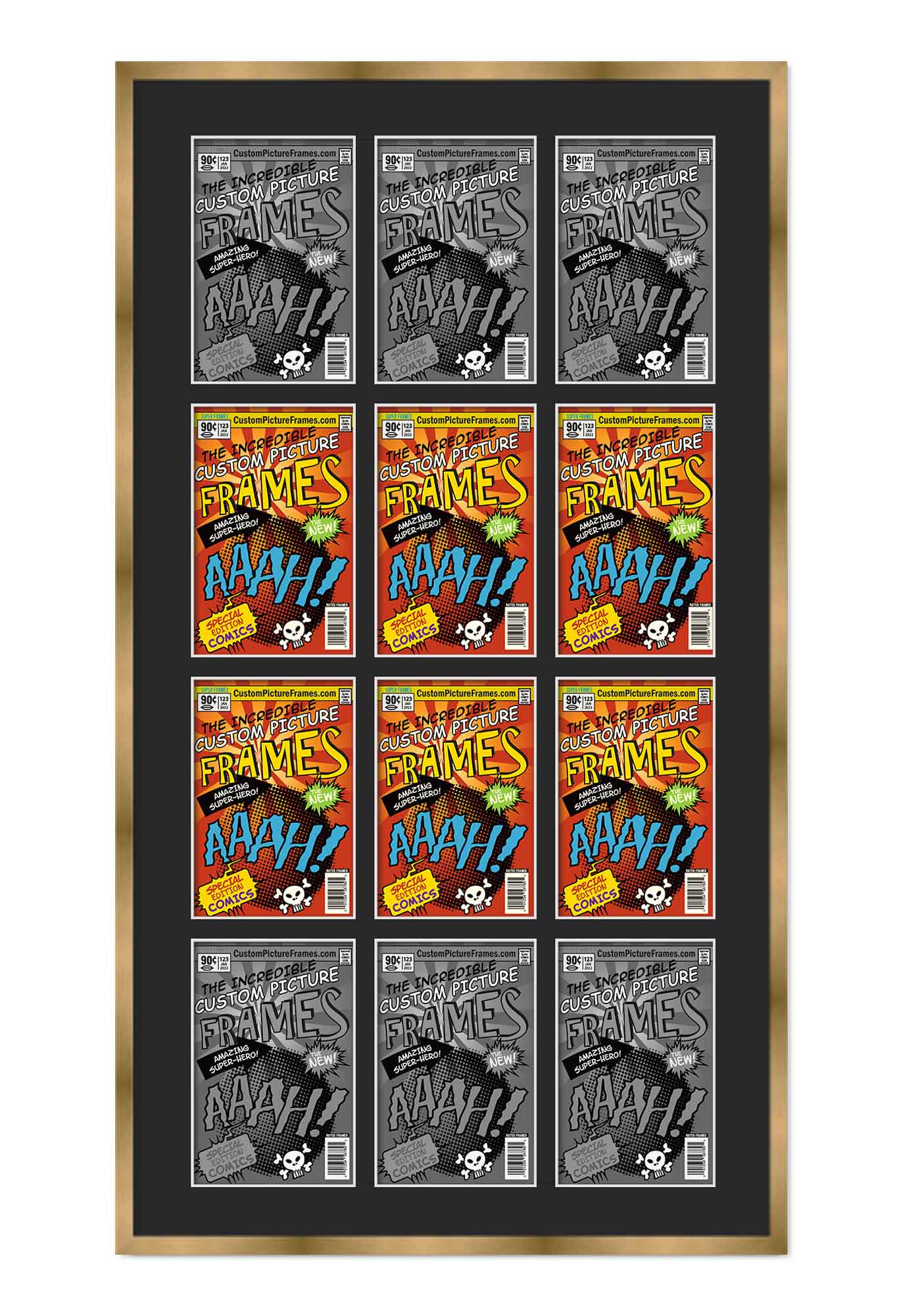 Gold Comic Book Frame for 12 Comic Books | Frames for Comic Books