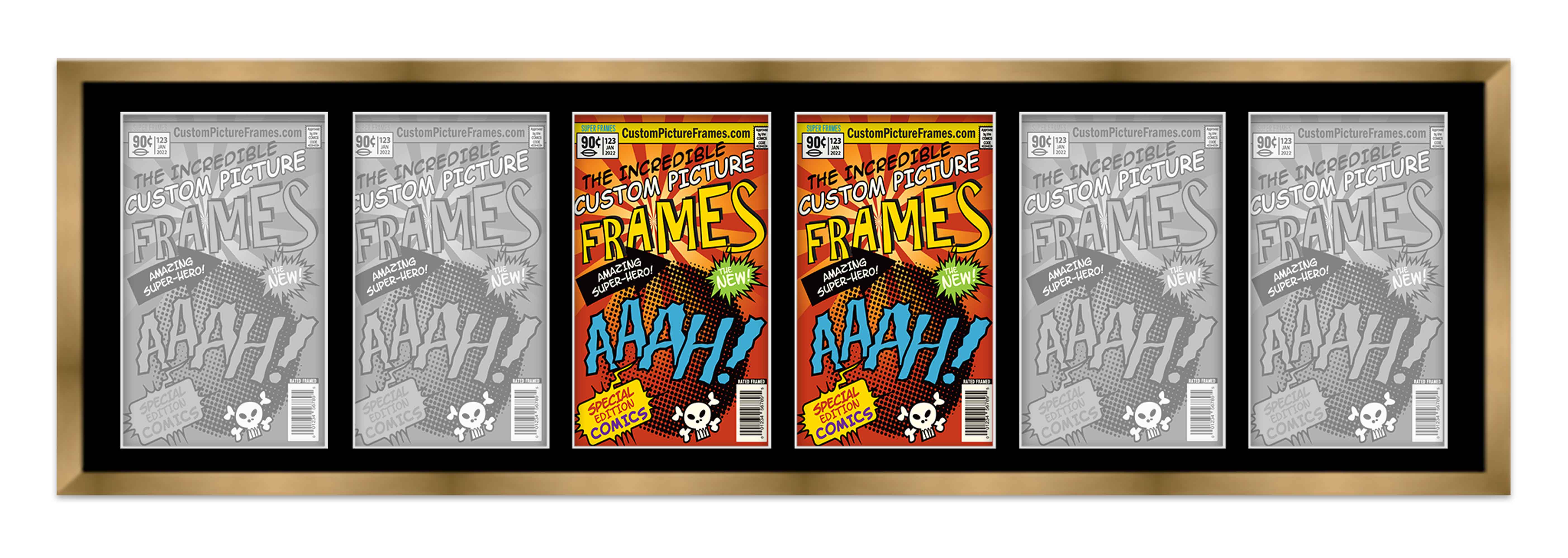 Gold Comic Book Frame for 6 Comic Books | Frames for Comic Books