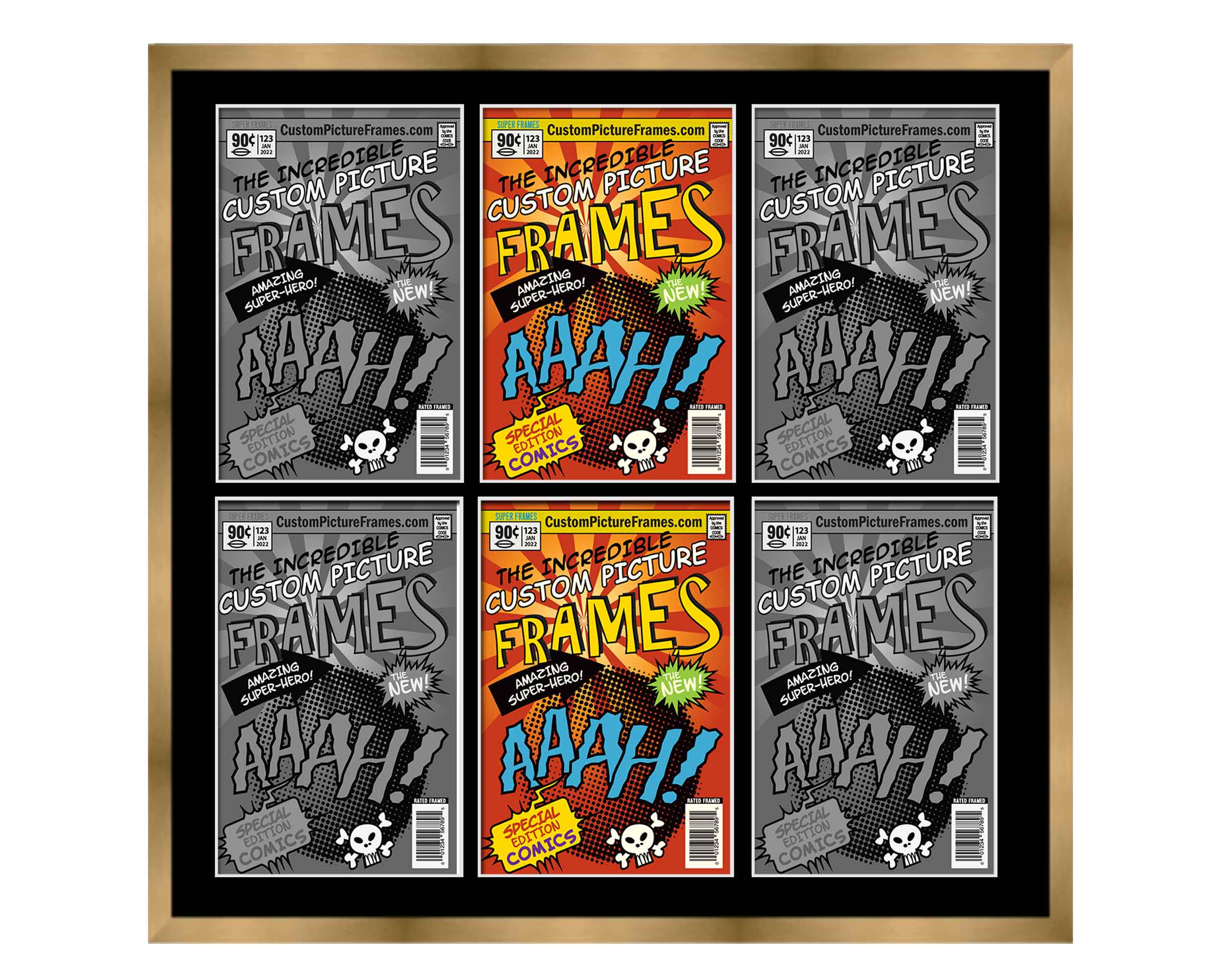Gold Comic Book Frame for 6 Comic Books | Frames for Comic Books