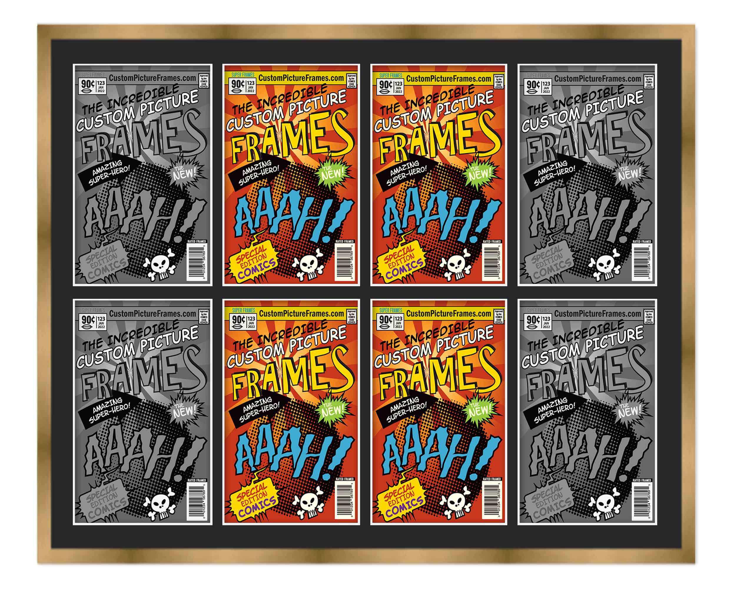 Gold Comic Book Frame for 8 Comic Books | Frames for Comic Books