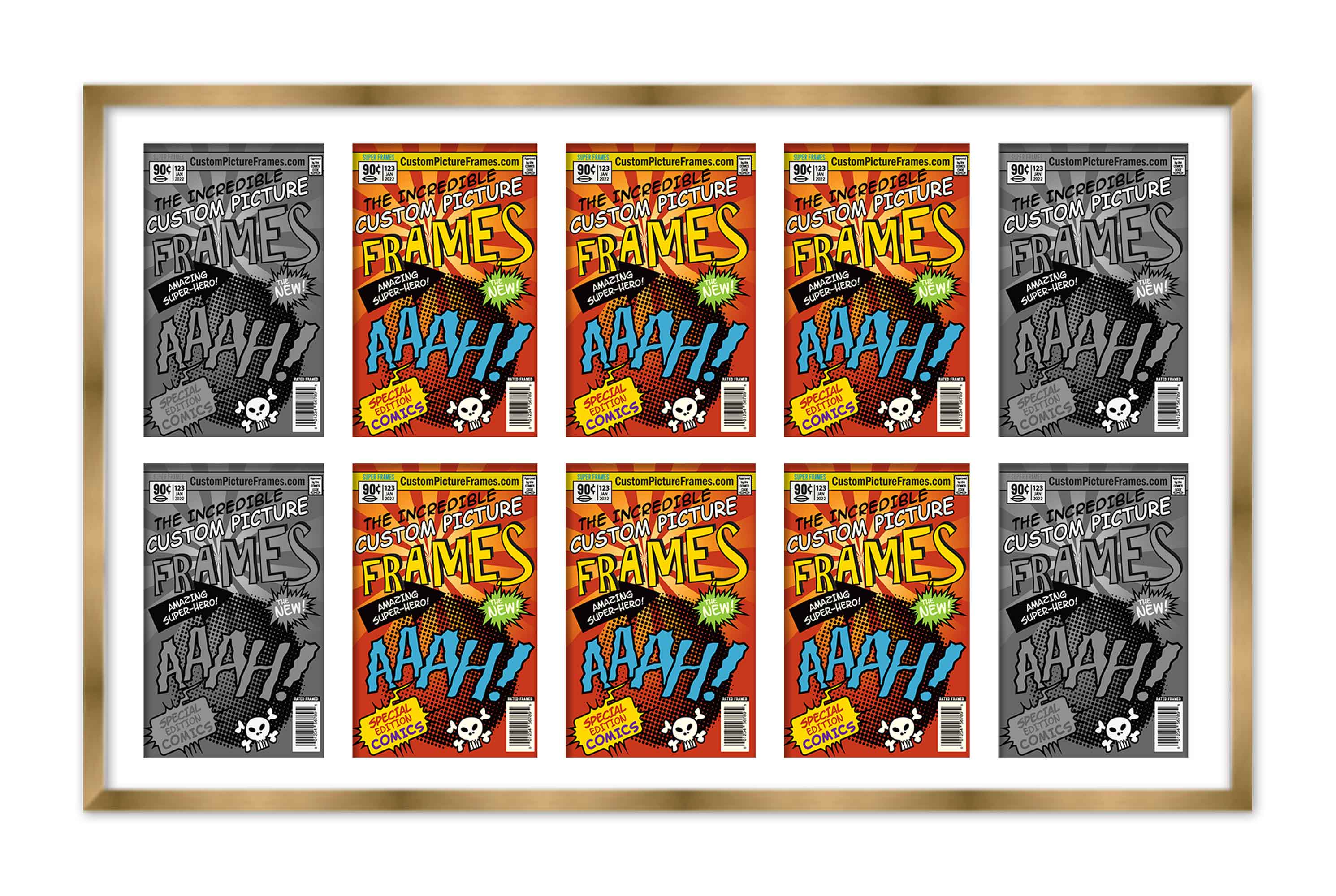 Gold Comic Book Frame for 10 Comic Books | Frames for Comic Books