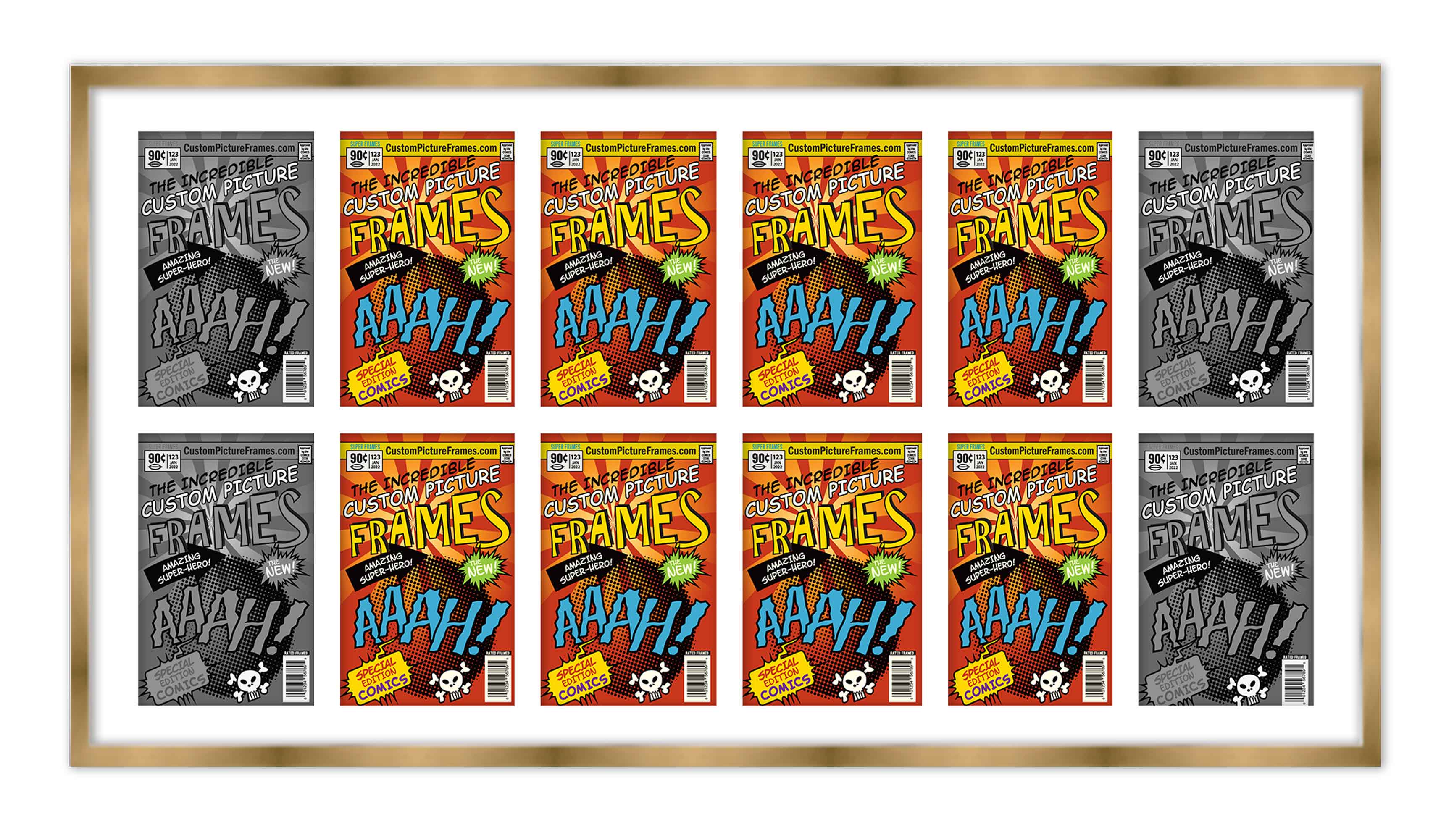 Gold Comic Book Frame for 12 Comic Books | Frames for Comic Books