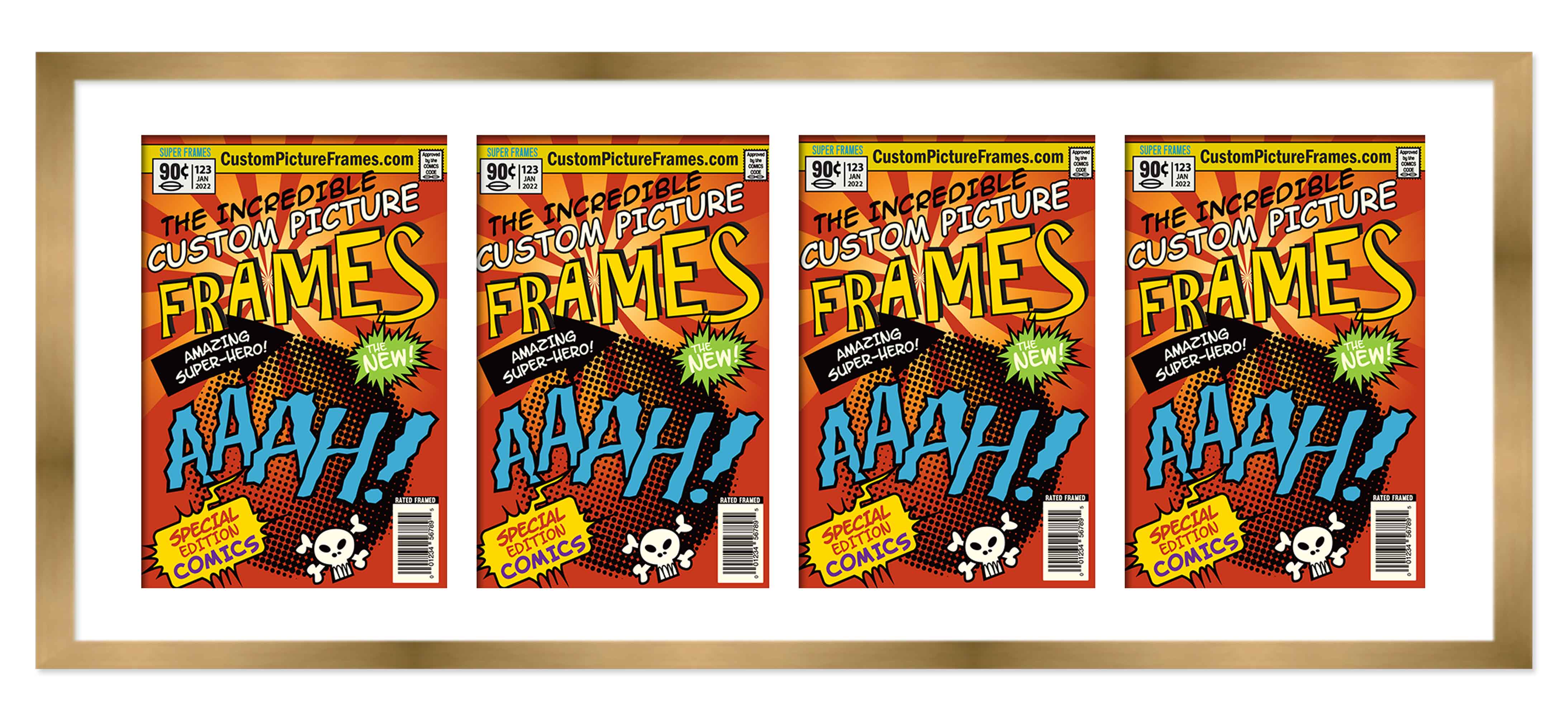 Gold Comic Book Frame for 4 Comic Books | Frames for Comic Books