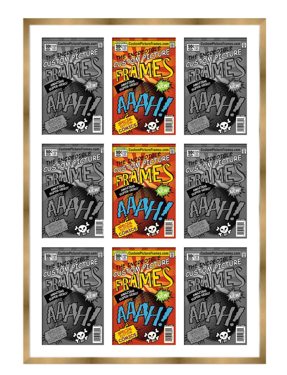 Gold Comic Book Frame for 9 Comic Books | Frames for Comic Books