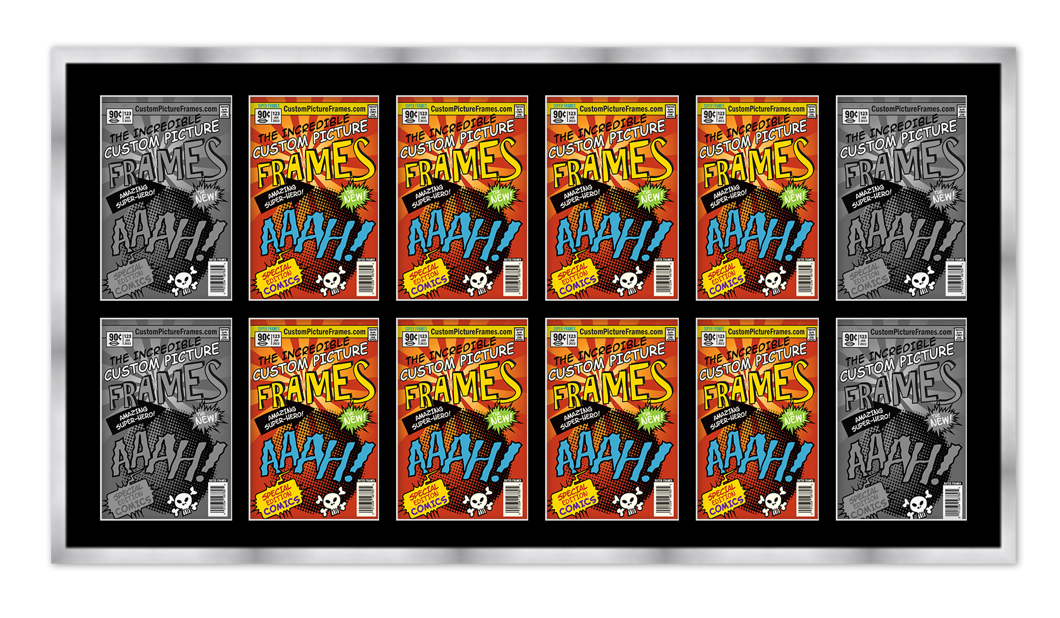 Silver Comic Book Frame for 12 Comic Books | Frames for Comic Books