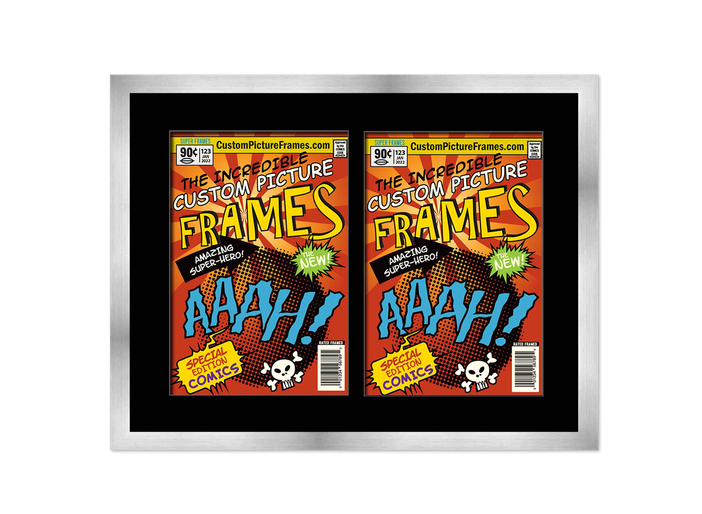 Silver Comic Book Frame for 2 Comic Books | Frames for Comic Books
