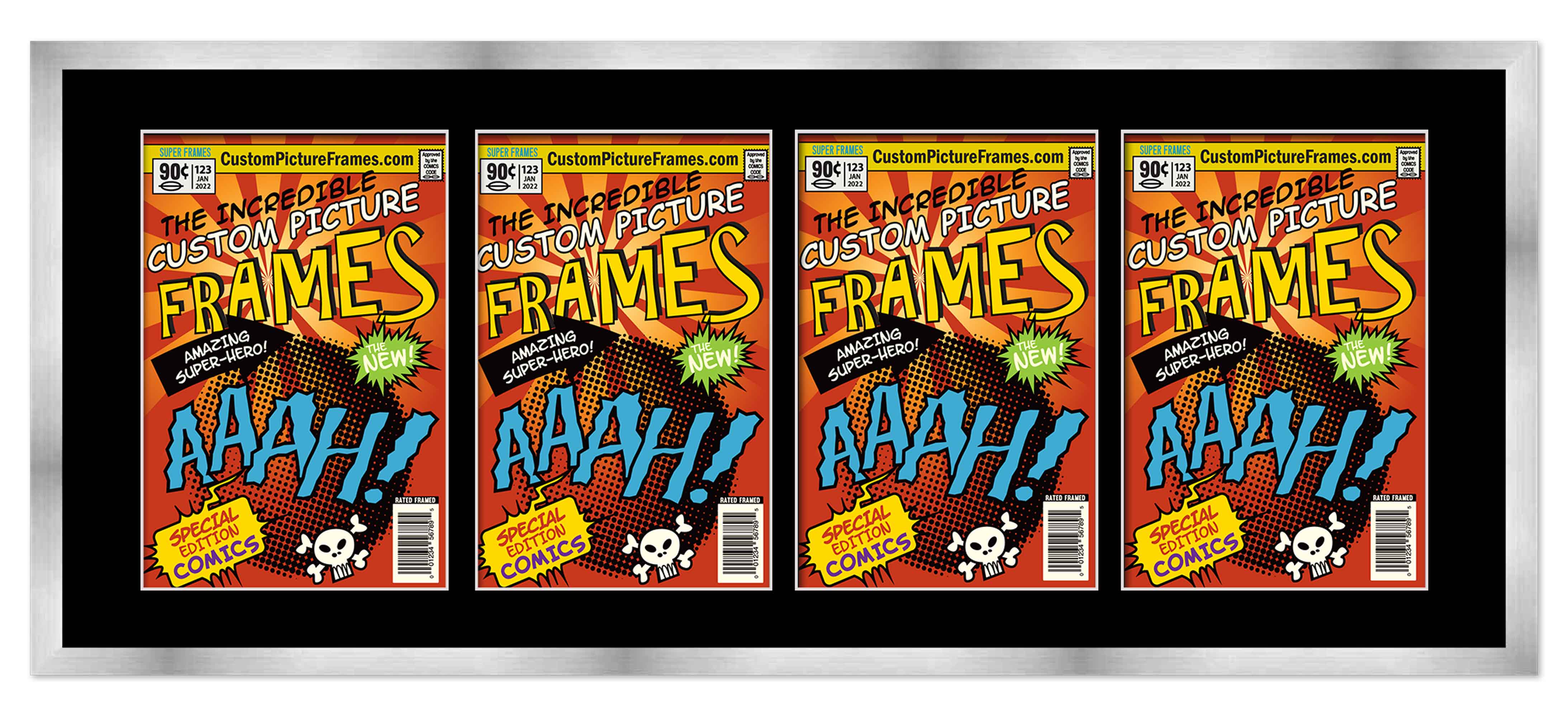 Silver Comic Book Frame for 4 Comic Books | Frames for Comic Books