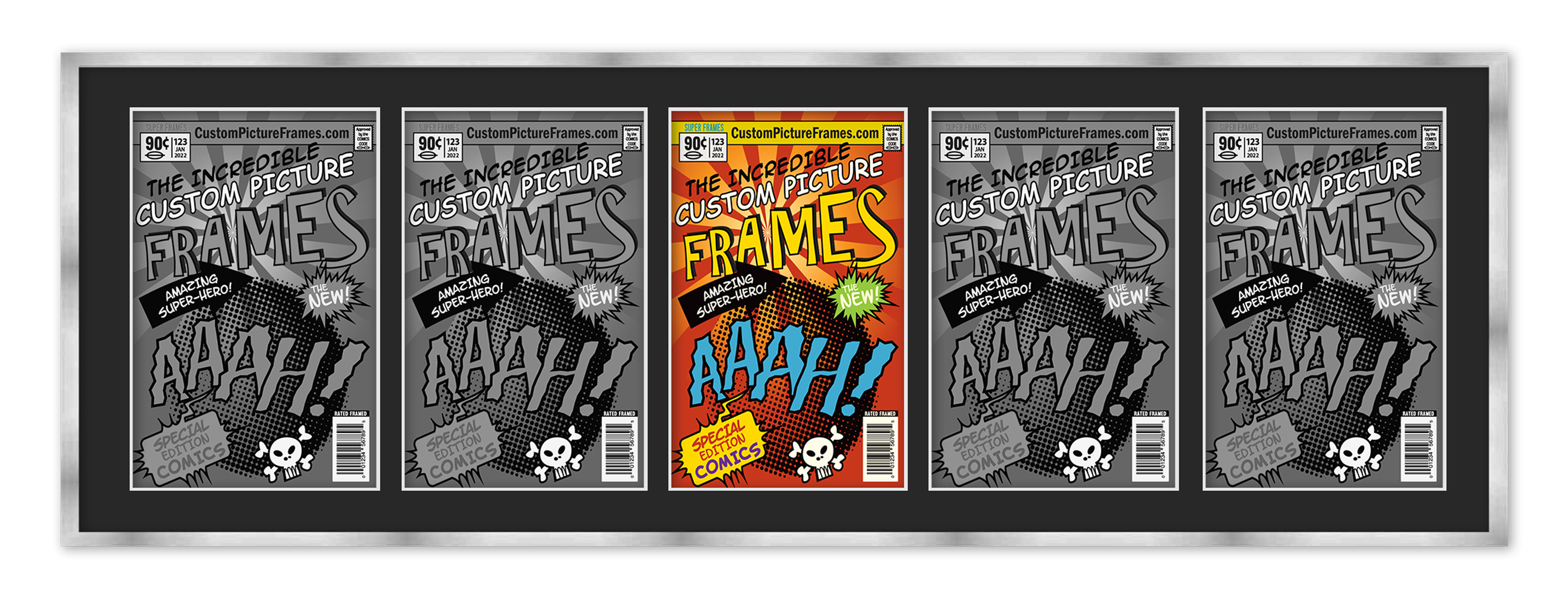 Silver Comic Book Frame for 5 Comic Books | Frames for Comic Books