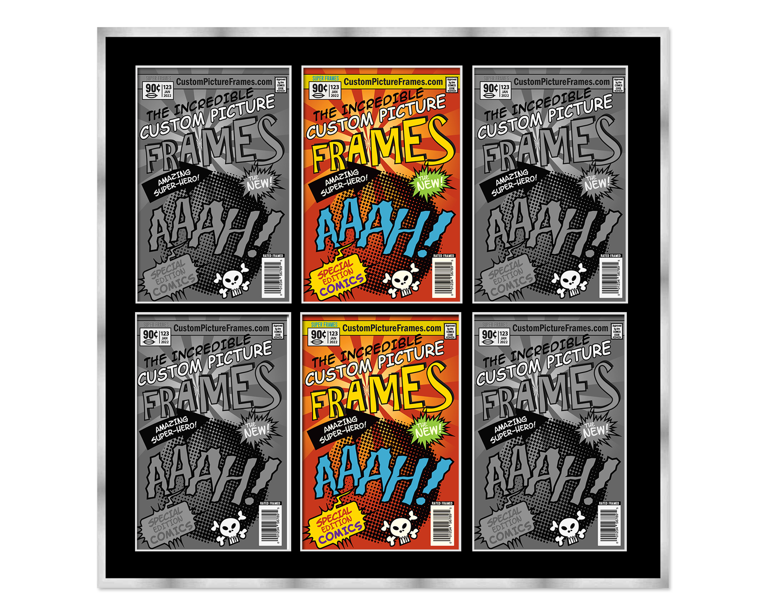 Silver Comic Book Frame for 6 Comic Books | Frames for Comic Books