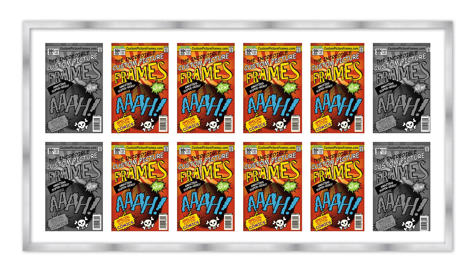 Silver Comic Book Frame for 12 Comic Books | Frames for Comic Books