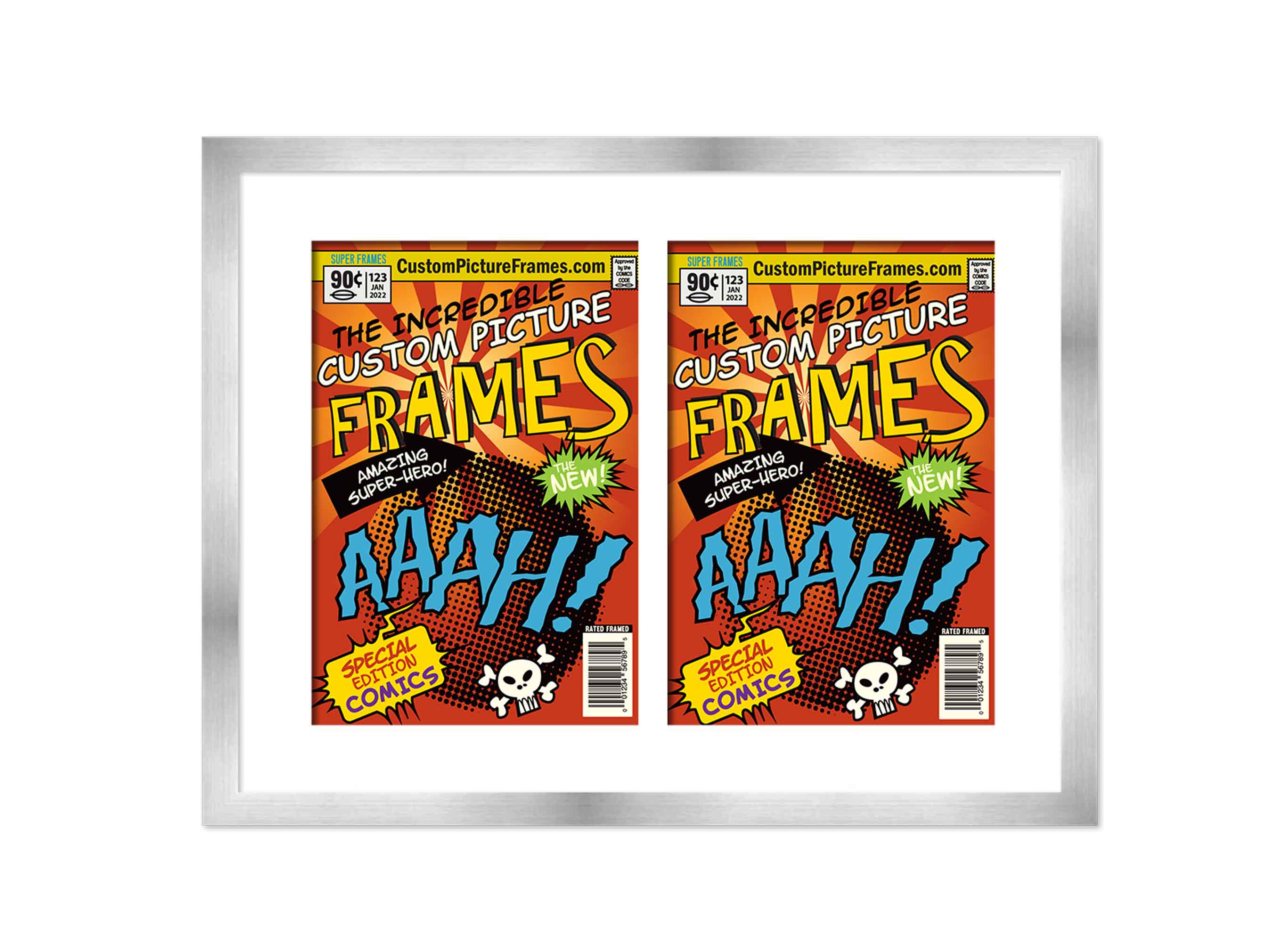 Silver Comic Book Frame for 2 Comic Books | Frames for Comic Books