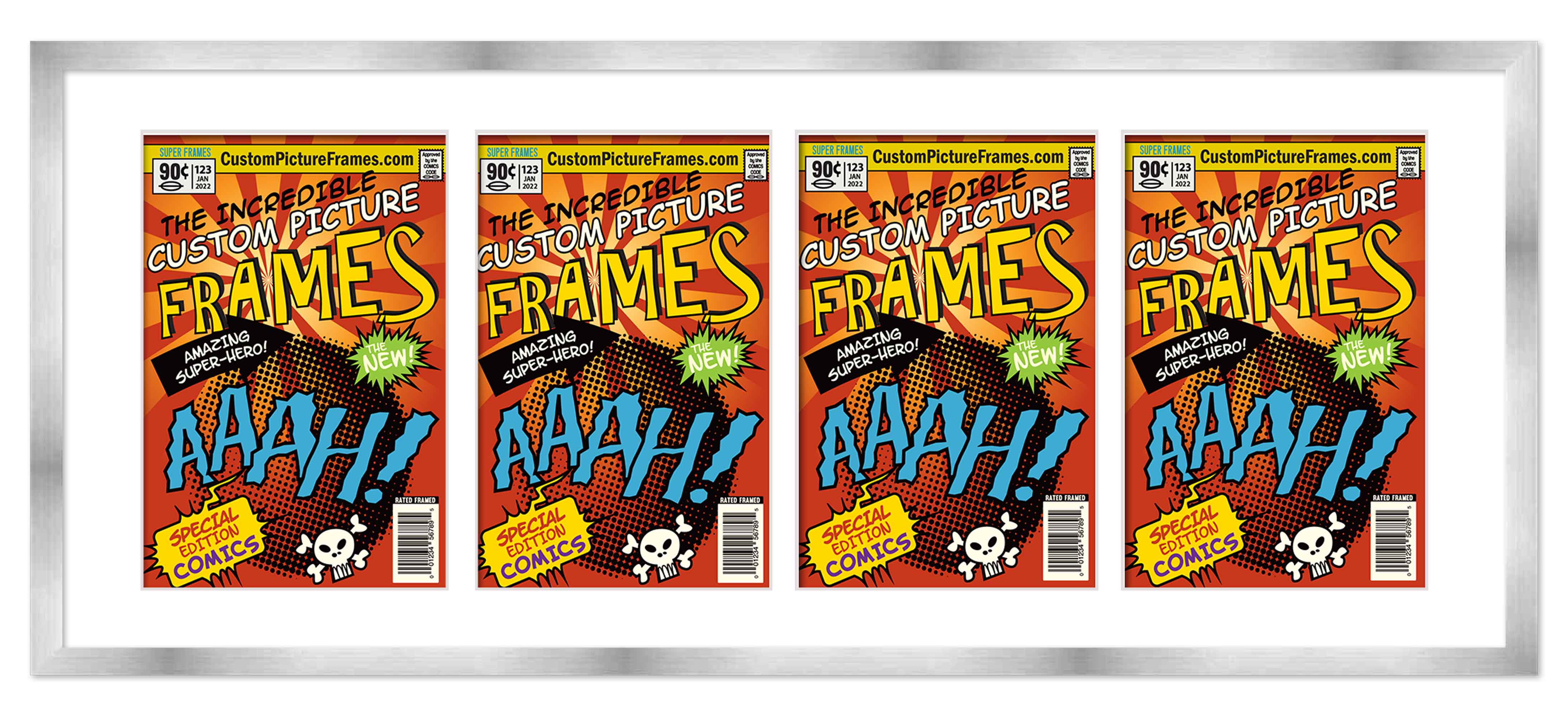 Silver Comic Book Frame for 4 Comic Books | Frames for Comic Books