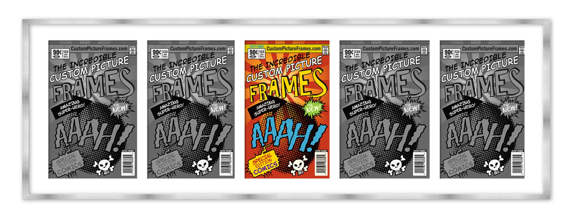 Silver Comic Book Frame for 5 Comic Books | Frames for Comic Books