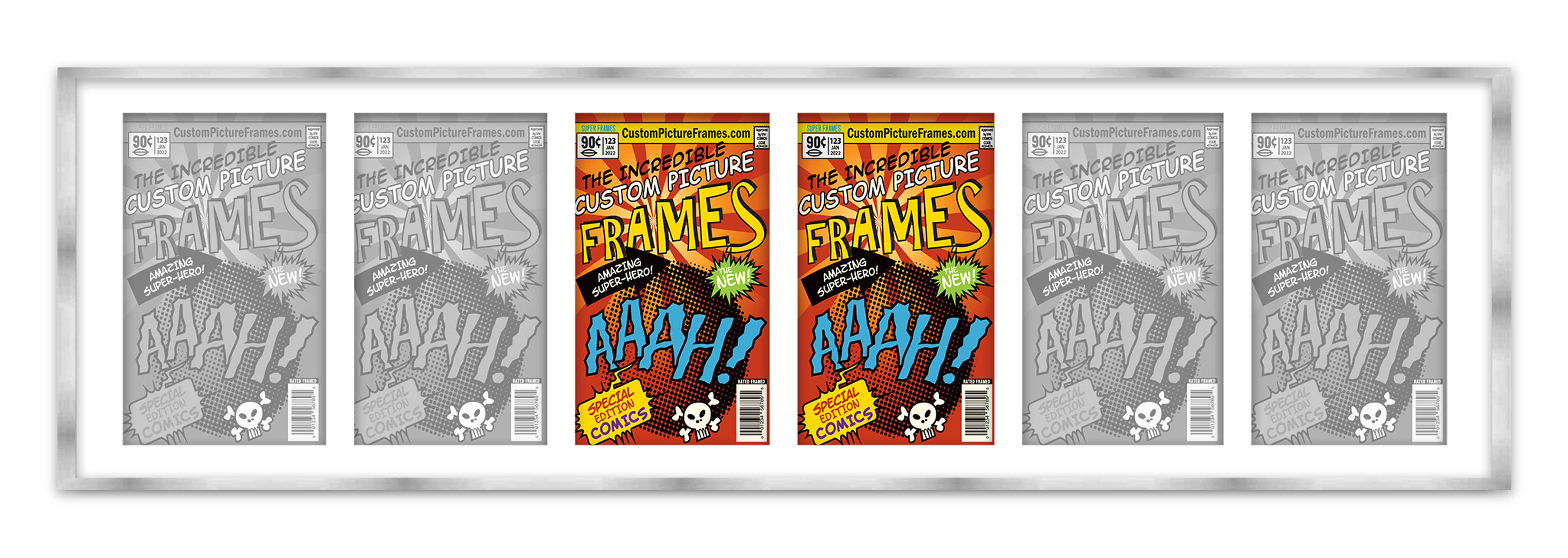 Silver Comic Book Frame for 6 Comic Books | Frames for Comic Books