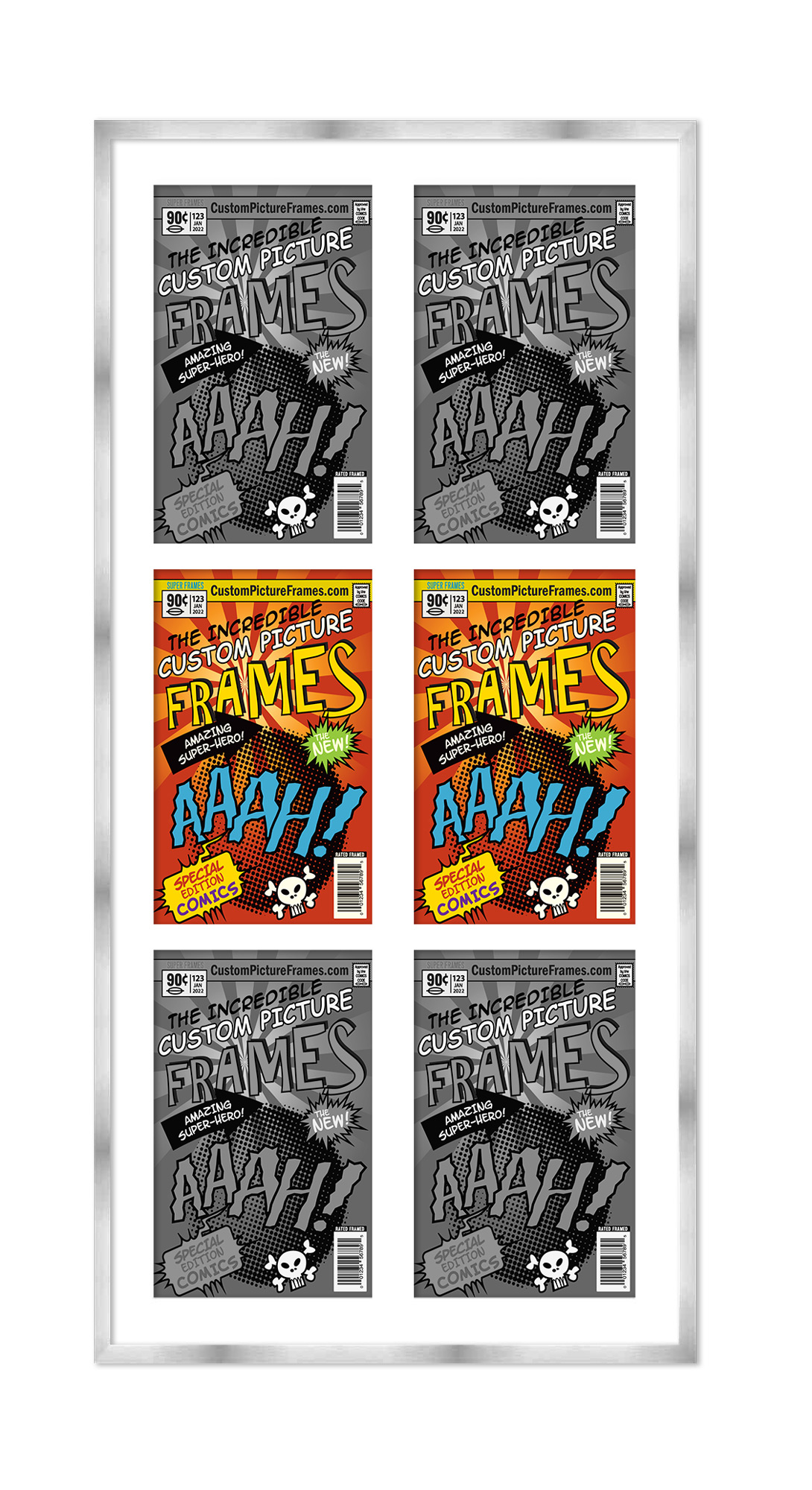 Silver Comic Book Frame for 6 Comic Books | Frames for Comic Books