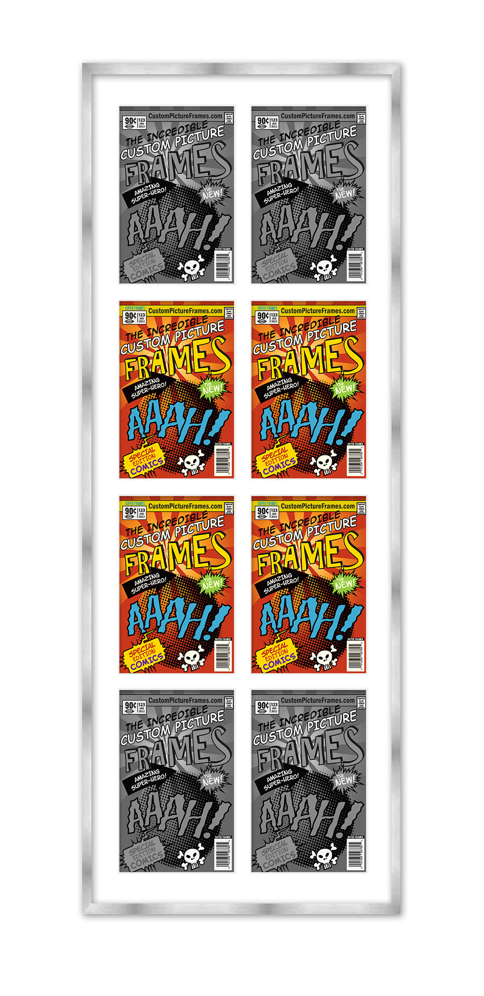 Silver Comic Book Frame for 8 Comic Books | Frames for Comic Books