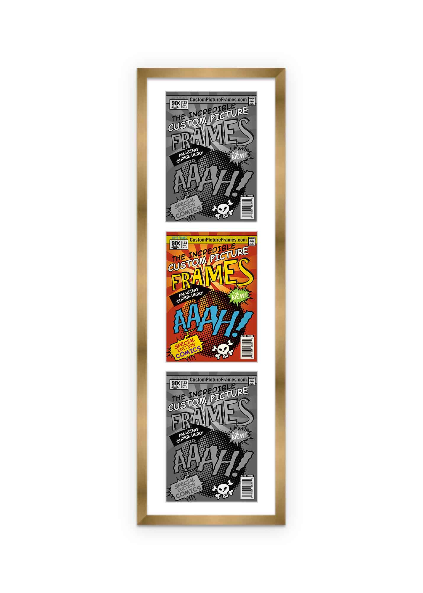 Gold Comic Book Frame for 3 Comic Books | Frames for Comic Books