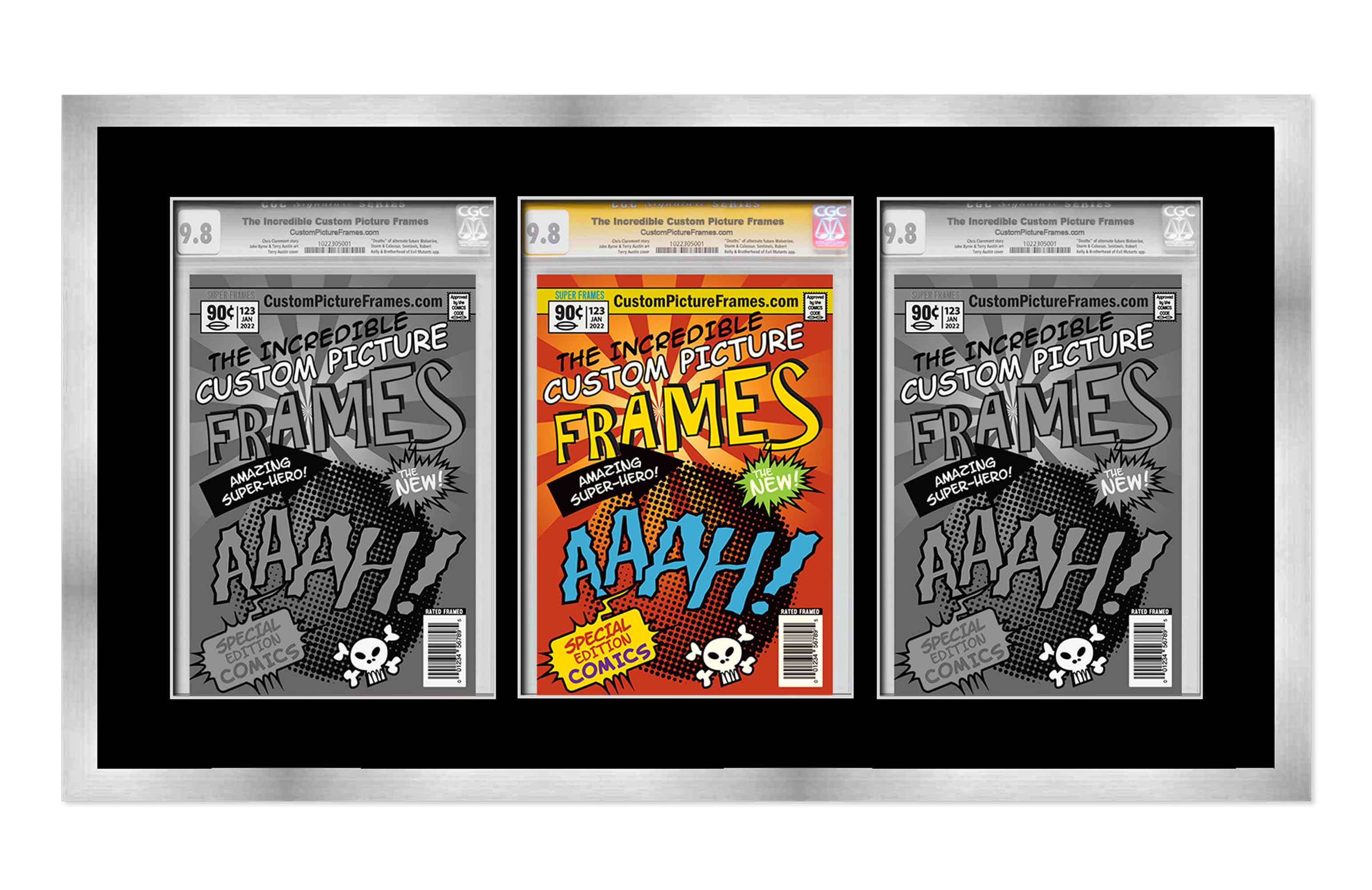 Silver Graded Comic Book Frame for 3 Comic Books | Frames for CGC, CBCS ...