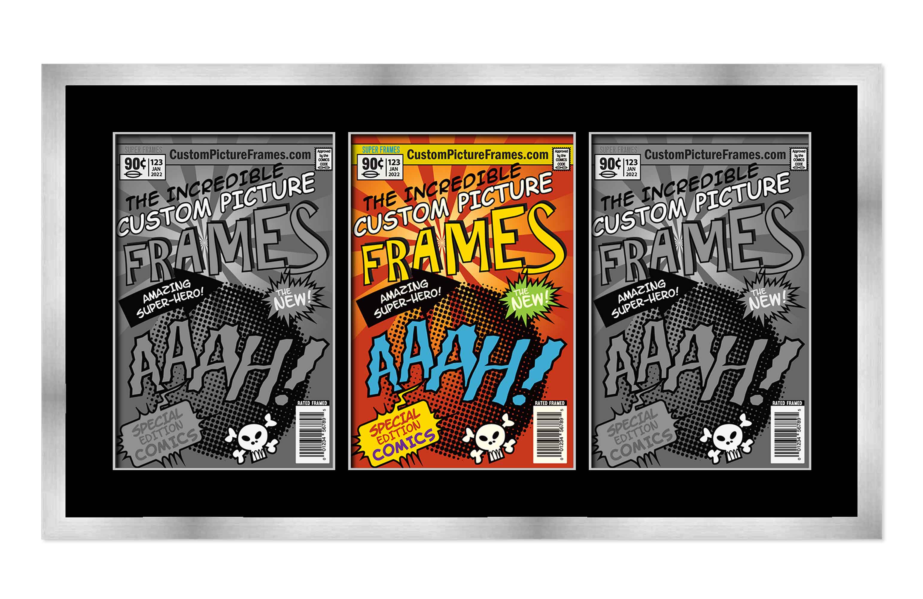Silver Comic Book Frame for 3 Comic Books | Frames for Comic Books
