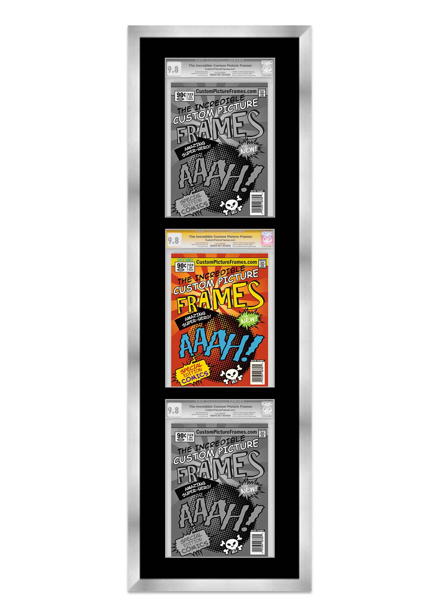 Silver Graded Comic Book Frame for 3 Comic Books | Frames for CGC, CBCS ...
