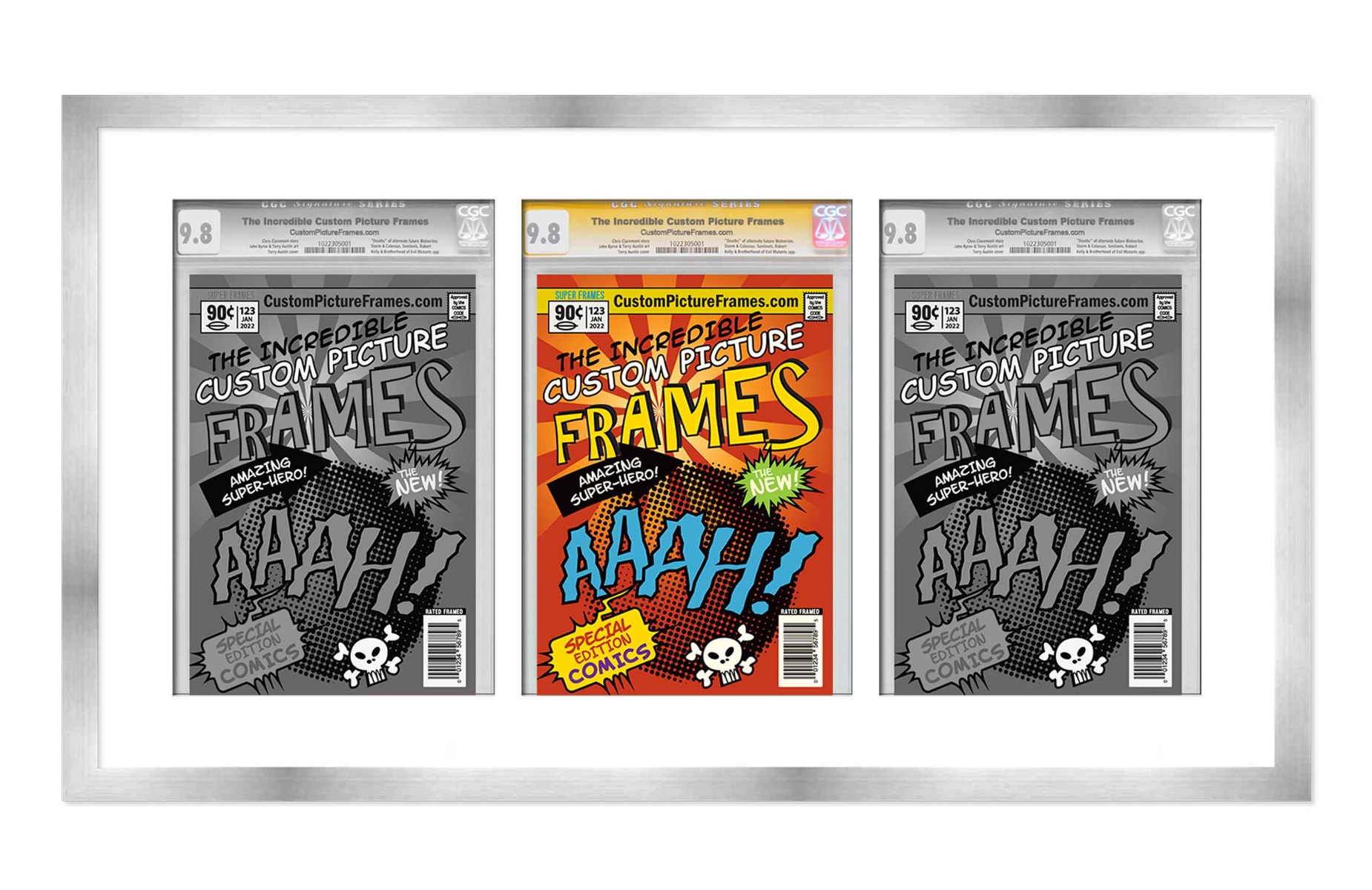 Silver Graded Comic Book Frame for 3 Comic Books | Frames for CGC, CBCS ...