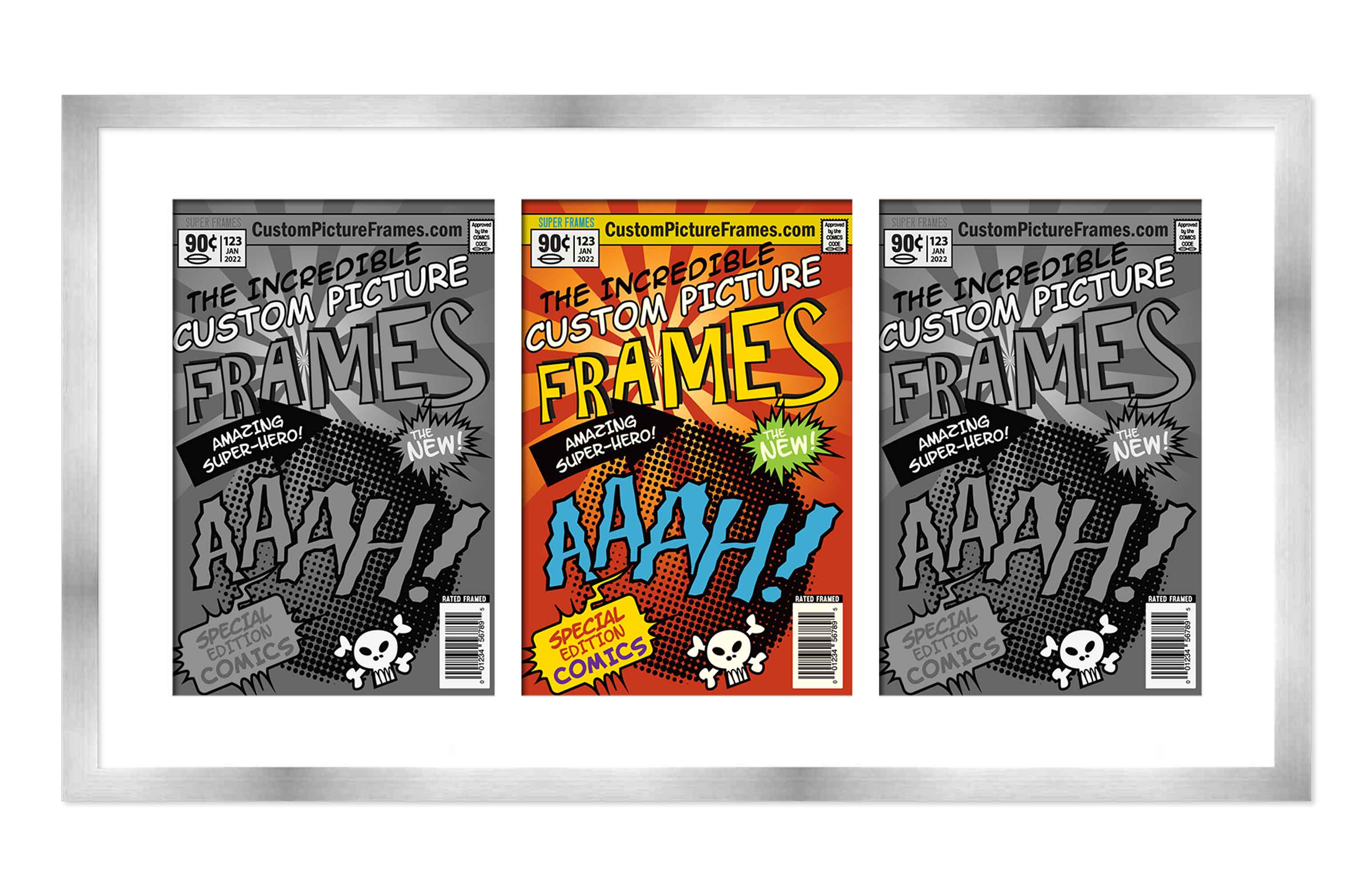 Silver Comic Book Frame for 3 Comic Books | Frames for Comic Books