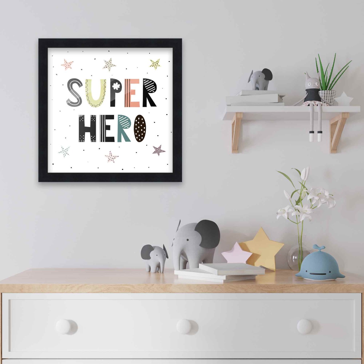 10x10 Framed Art Super Hero Poster In Black Wood Frame