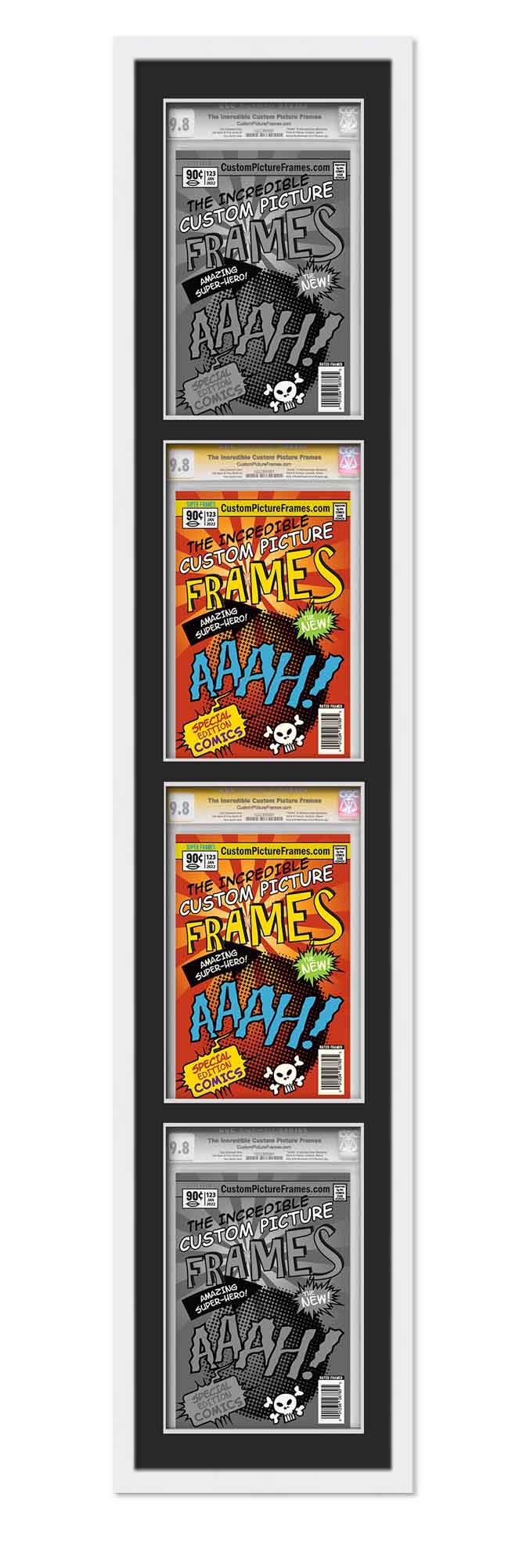 White Graded Comic Book Frame for 4 Comic Books | Frames for CGC, CBCS ...
