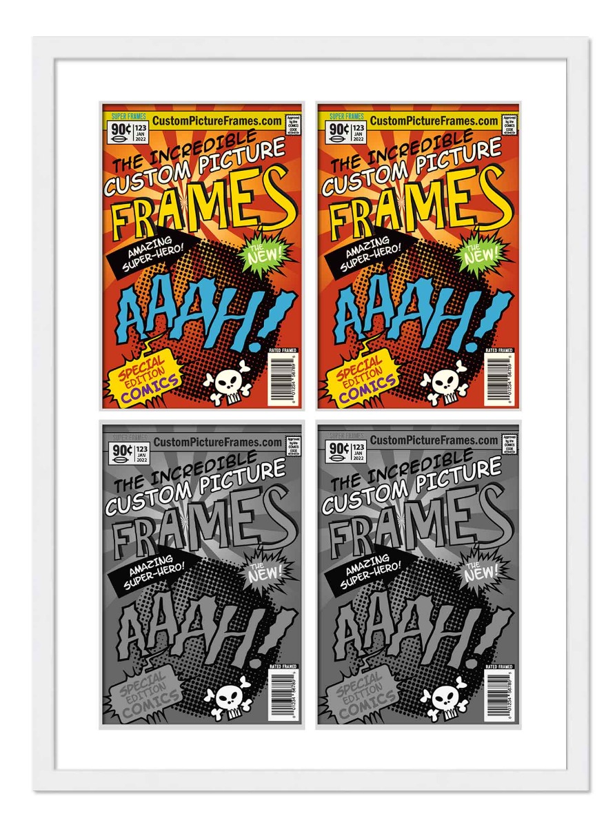 White 2x2 Comic Book Frame for 4 Comic Books | Frames for Comic Books