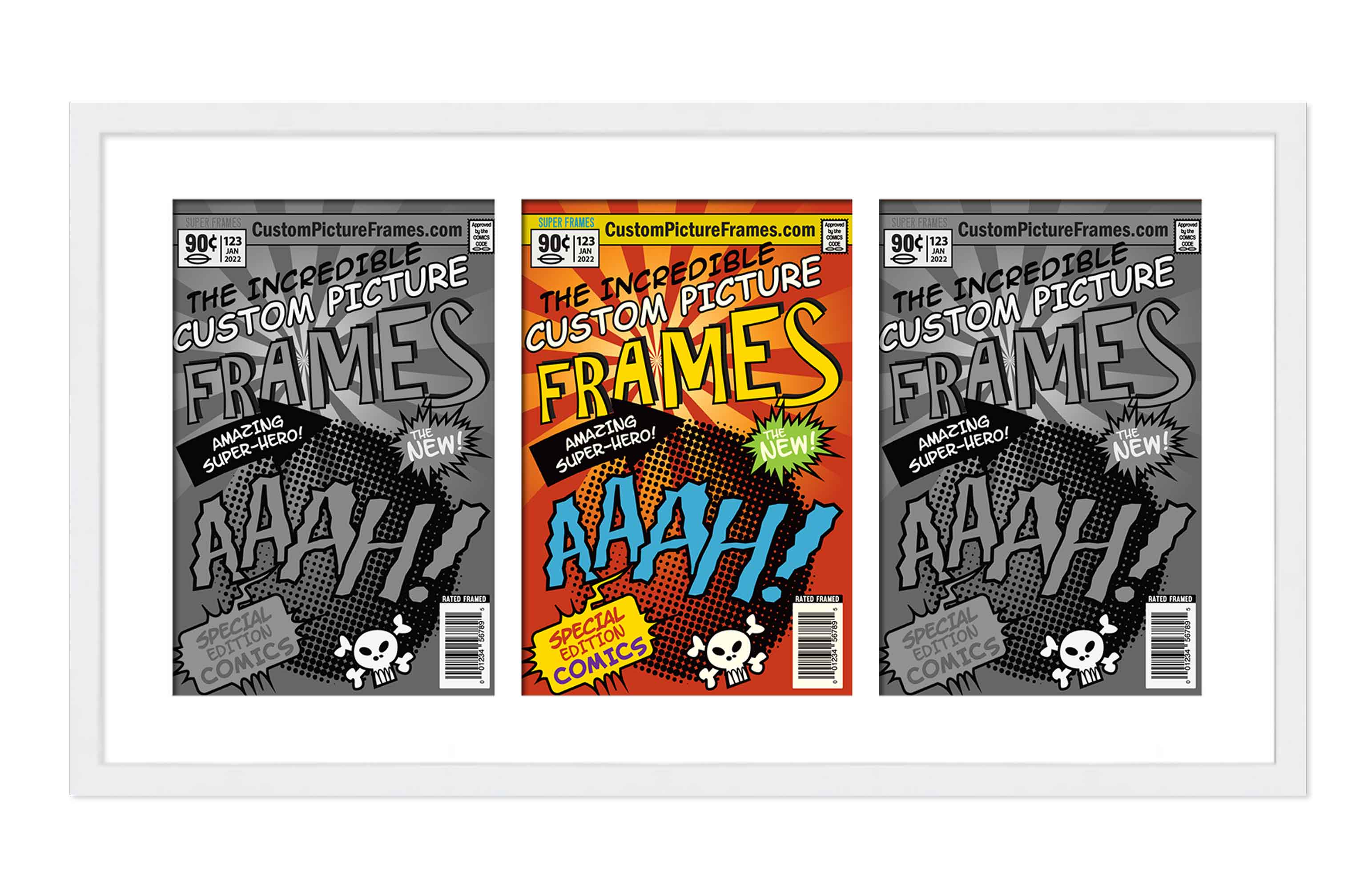 White Comic Book Frame for 3 Comic Books | Frames for Comic Books