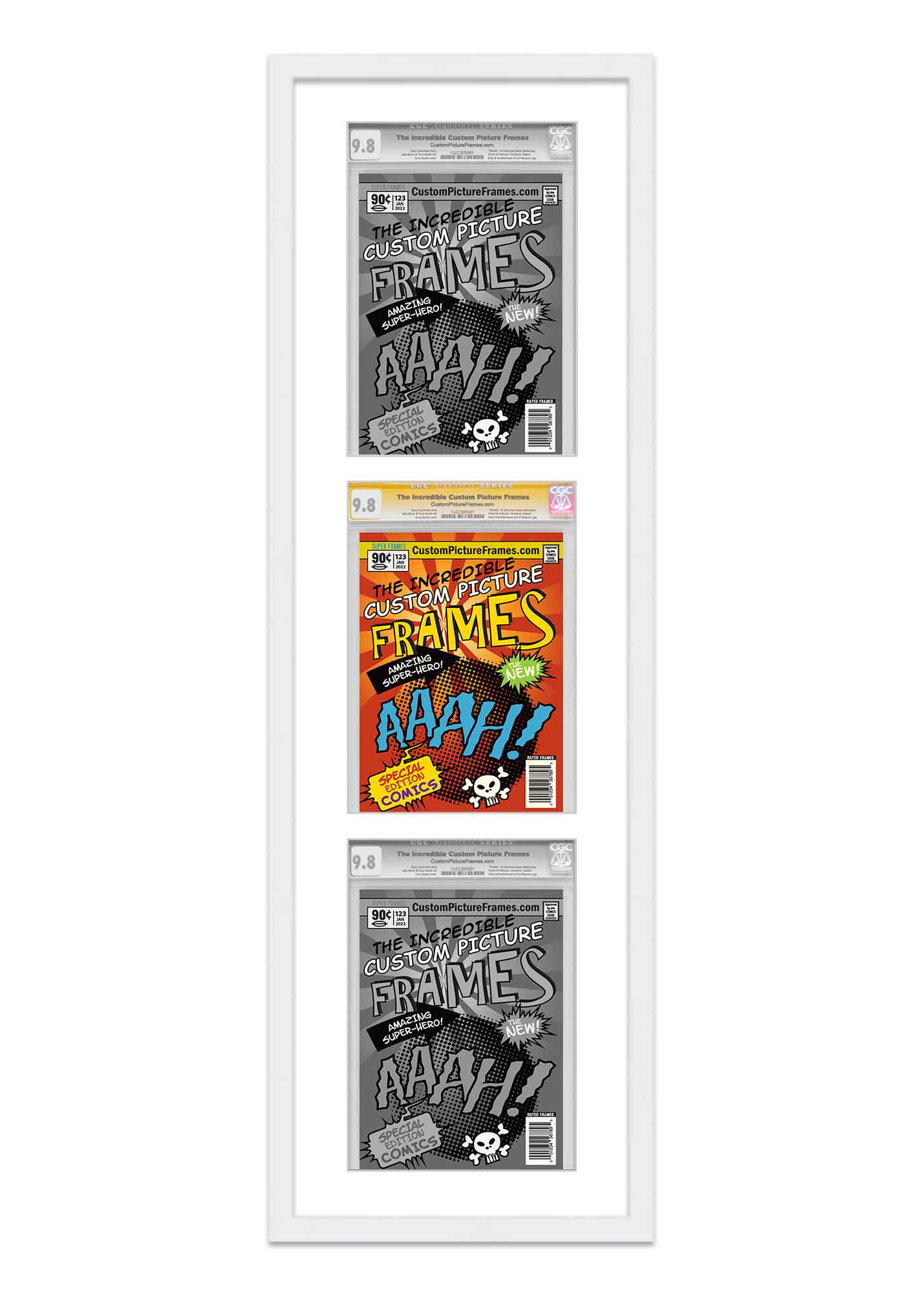 White Graded Comic Book Frame for 3 Comic Books | Frames for CGC, CBCS ...